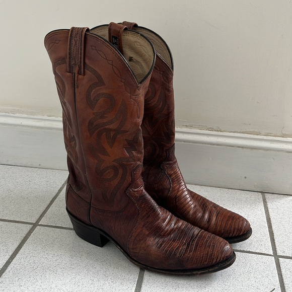 Dan Post | Shoes | Vintage Dan Post El Paso Lizard Cowboy Boots Size D ...